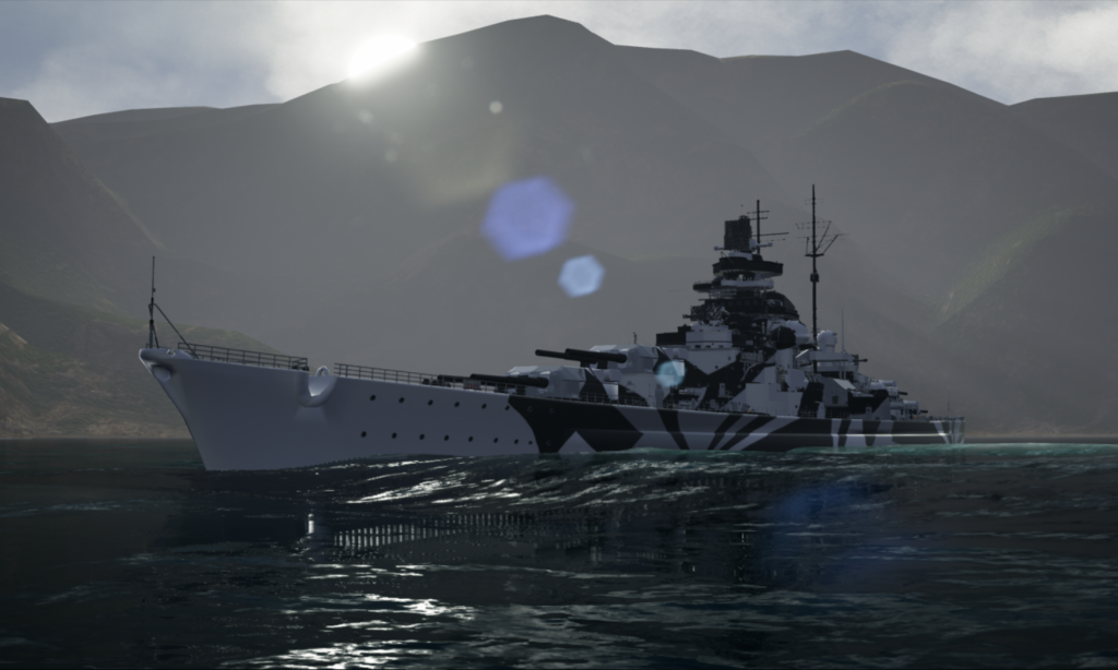 Bismarck_Hull_Camouflage_and_Wetness_Effect_Waterline - Command Of The Sea